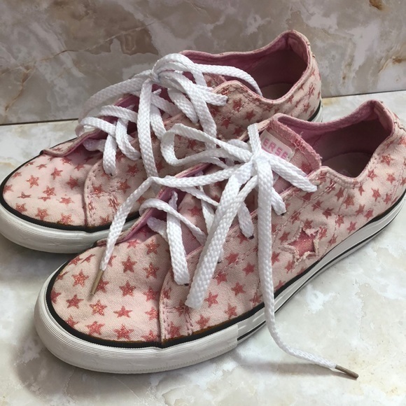 Converse | Shoes | Converse Pink Stars Sz 5 Light Pink Stars Glitter ...